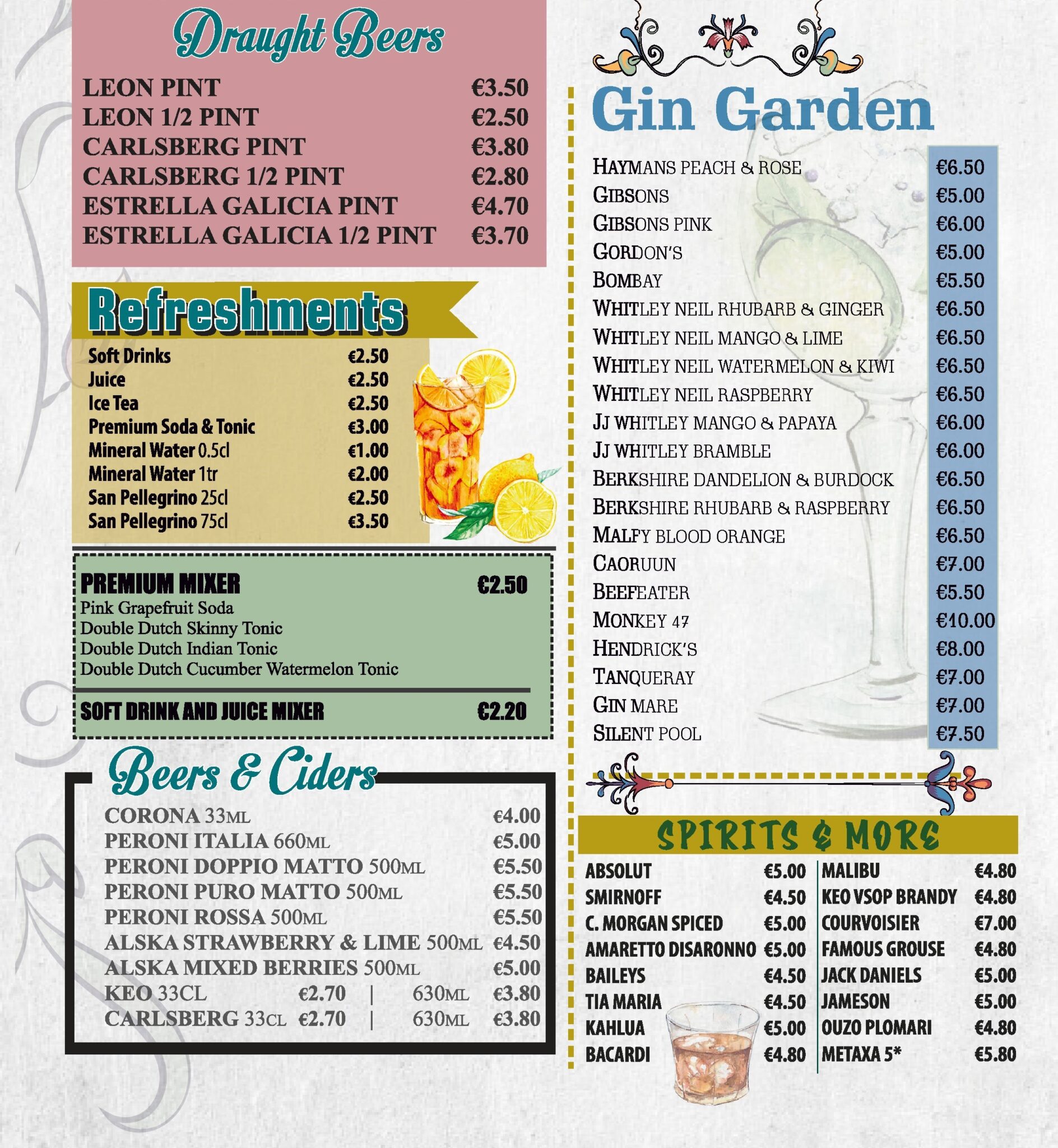 Cocktails & Desserts Menu – La Casa All Day Project